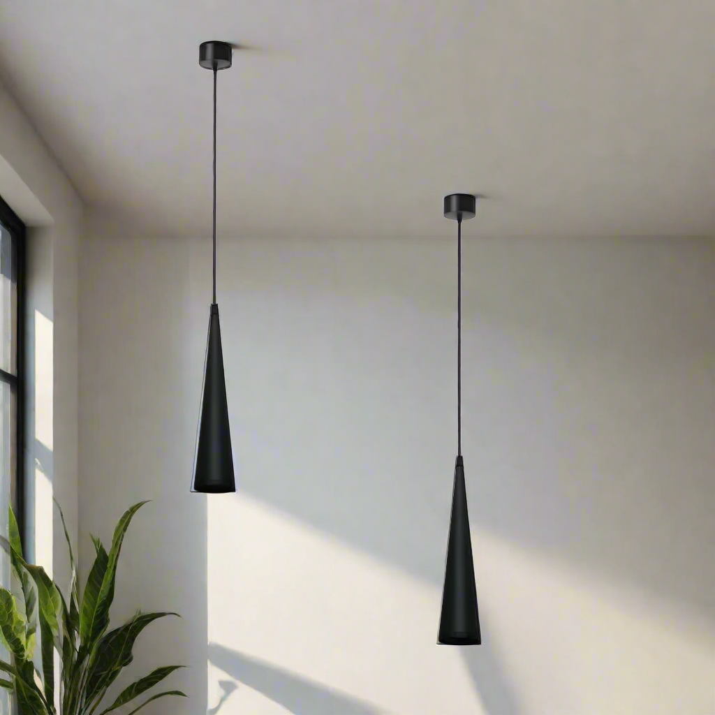 Long Cone Pendant Light Black - Modern Ceiling Fixture – Emmy Jane Boutique